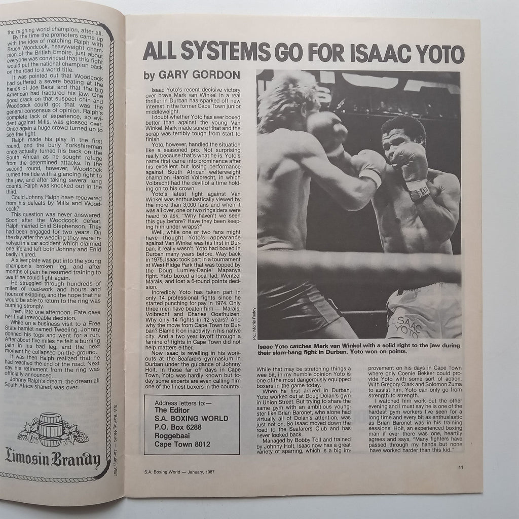 South African Boxing World (Vol. 11, No. 6, January 1987)Publisher: SA ...